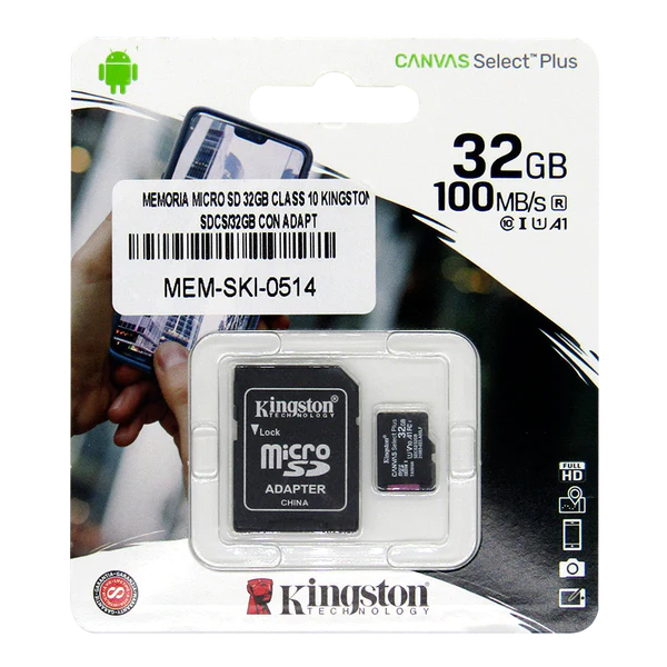 MEM-SKI-0514 - MEMORIA MICRO SD 32GB CLASS 10 KINGSTON CANVAS SDCS2 ...